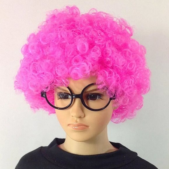 Accessories | Short Pink Fluffy Disco Afro Wigs Synthetic Anime Cosplay ...
